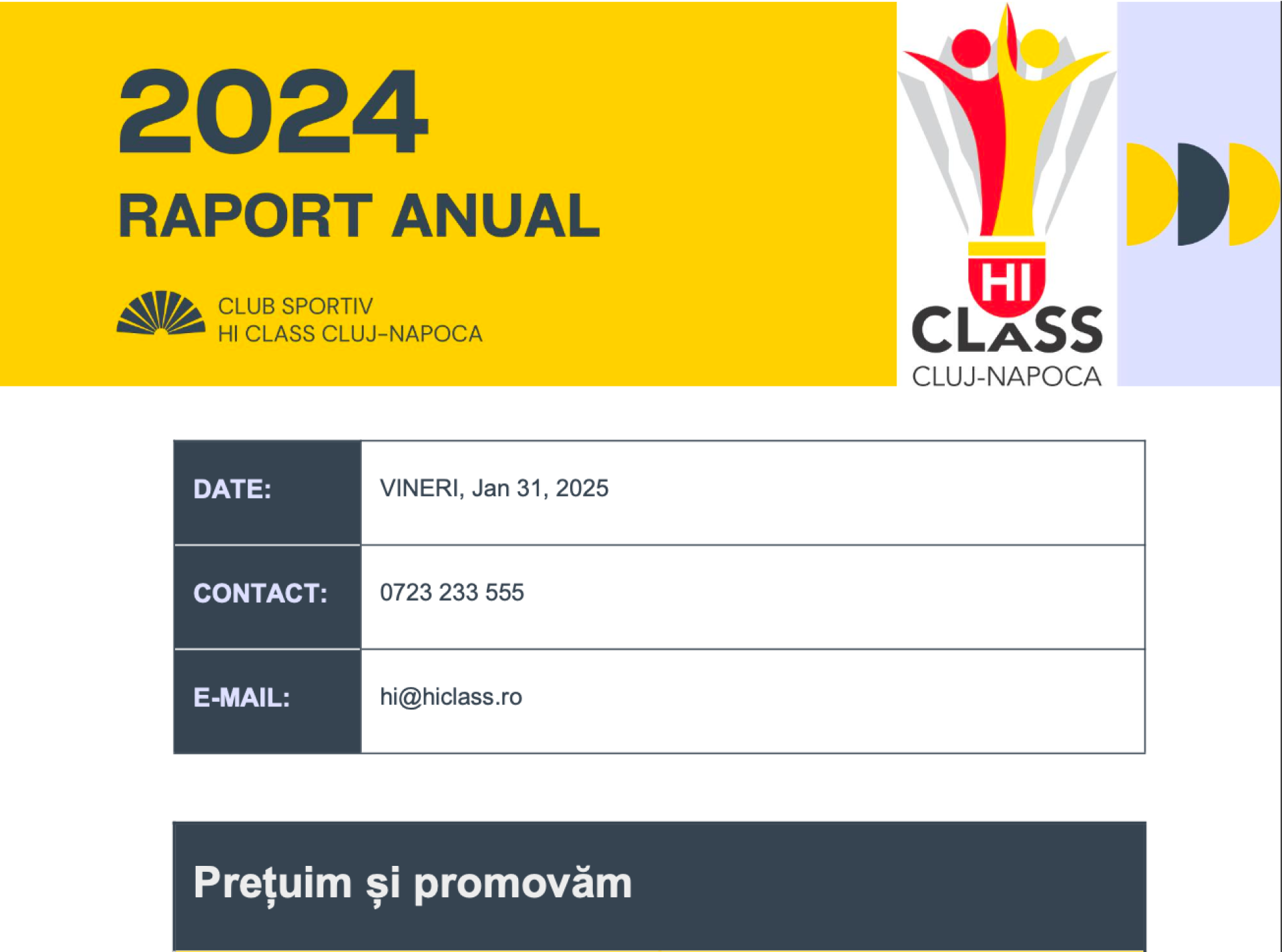 Raport anual 2024 – Hi Class